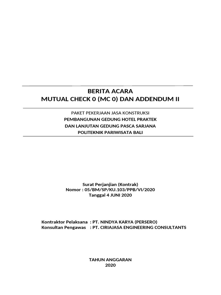 BA MC 0 Dan Addendum II | PDF