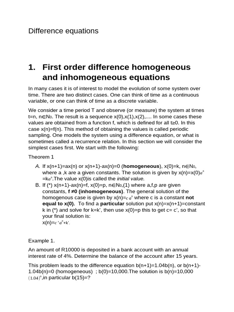 Reference Text 6 Difference Equations | PDF | Recurrence Relation | Ordinary Differential Equation