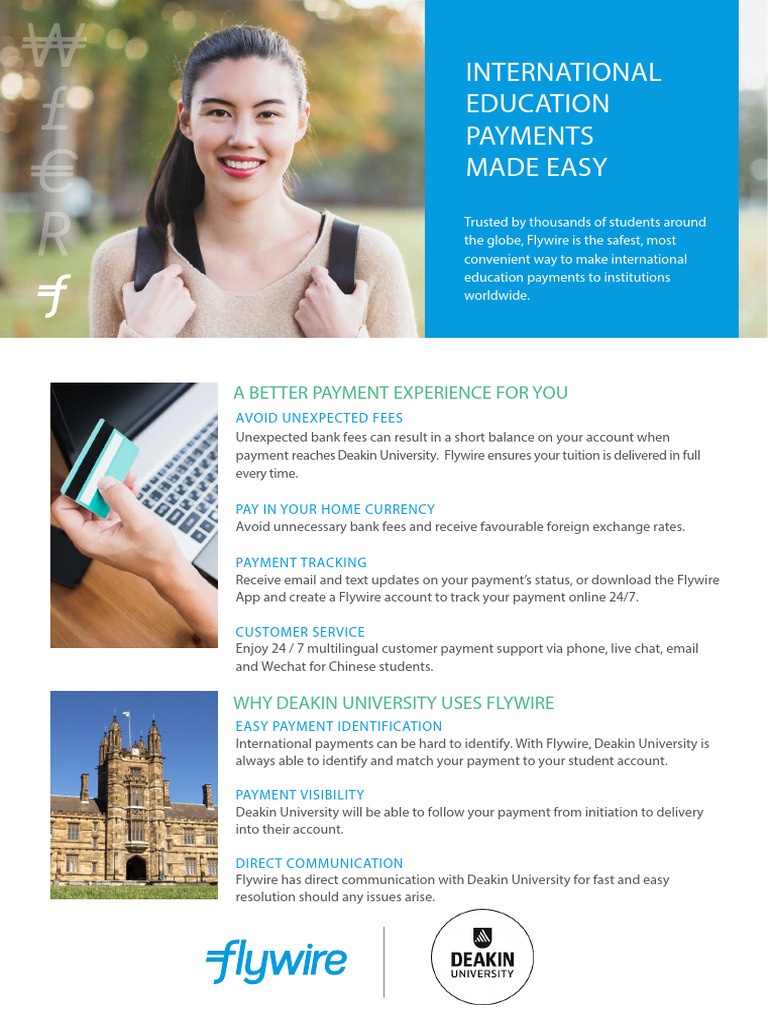 How To Pay Deakin Uni - Flywire Flyer - 17dic8495gyz2 | PDF | Payments | Banks