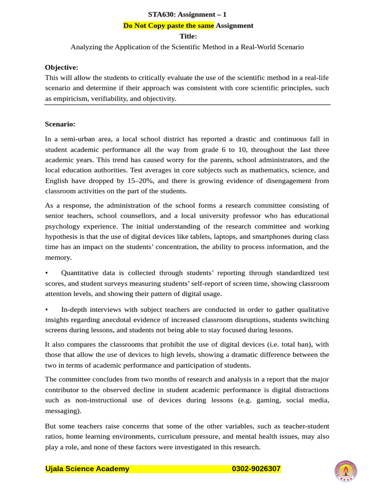 STA630 - 1 Assignment Sol.-1 | PDF | Quantitative Research | Cognitive Science