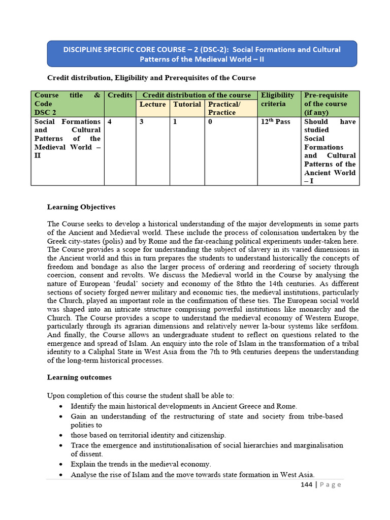 Social Formations and The Medieval World - II | PDF | Ancient Greece ...
