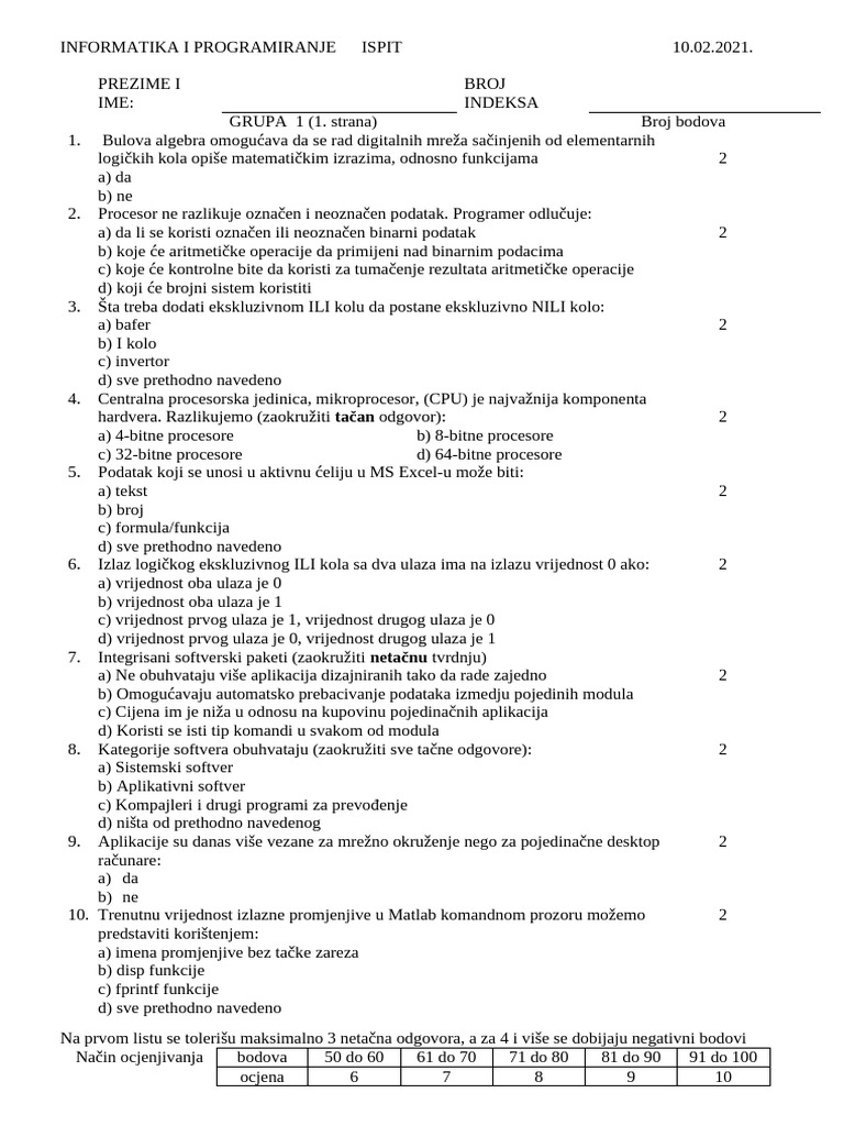 Primjer Ispita 2 | PDF