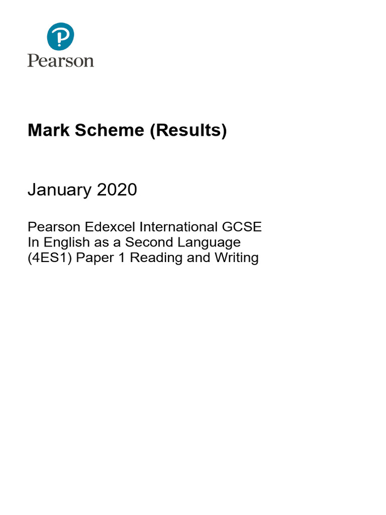Edexcel IGCSE ESL Mark Scheme 2020 | PDF | Linguistics | Cognition