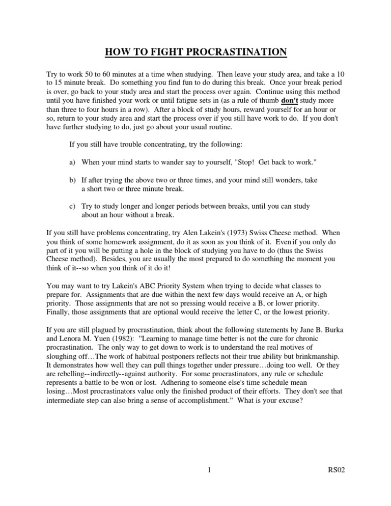 RS02 HowToFightProcrastination | PDF | Procrastination | Professional ...