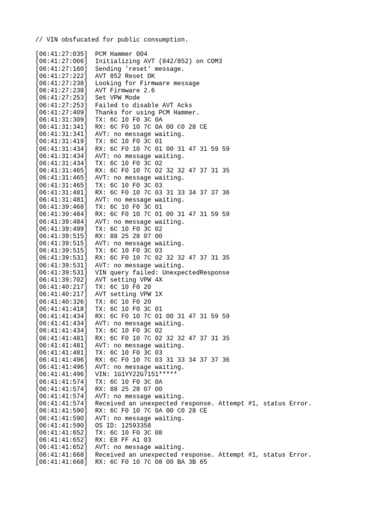 PCM Hammer Corvette Error On VIN | PDF