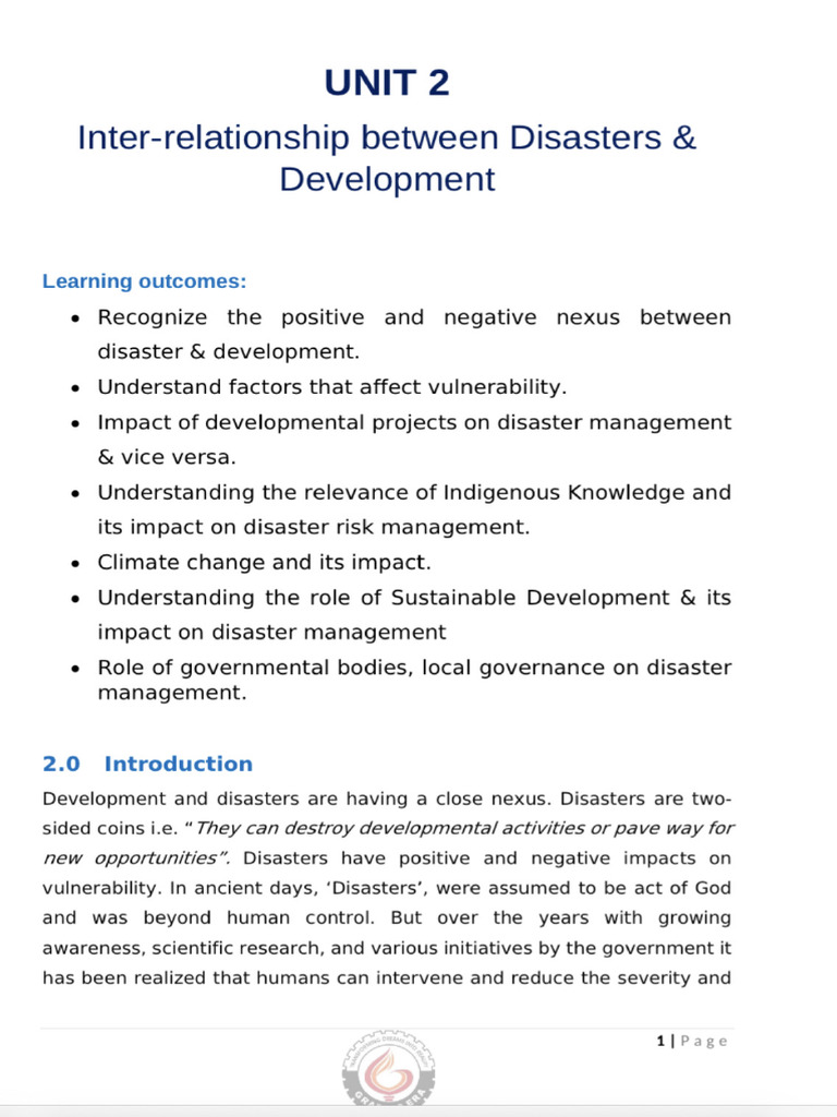 Disaster Management Unit-2 | PDF