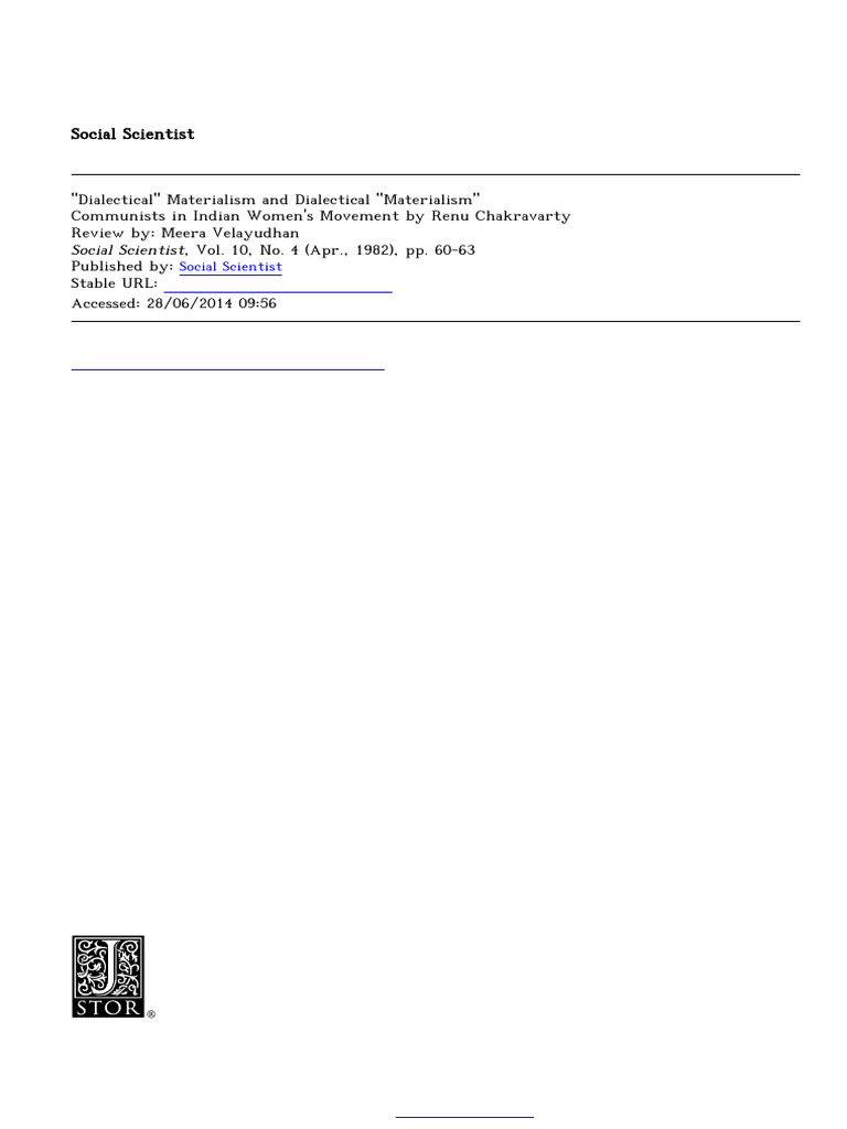 Dialectical Materialism and Dialectical Materialism (Review by Meera ...