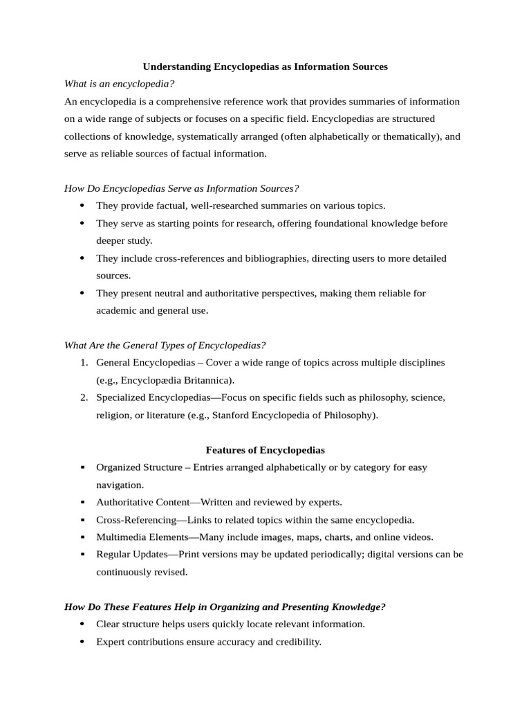 Role of Encyclopedias in Research | PDF | Encyclopedias | Encyclopædia ...
