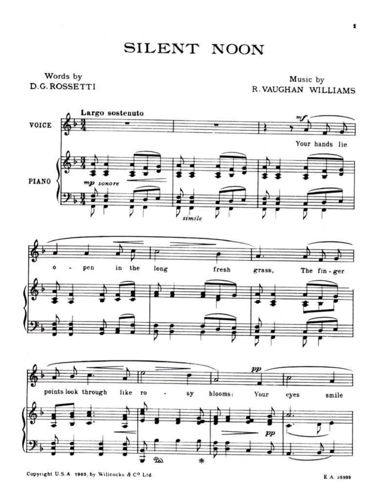 Vaughan Williams: Silent Noon | PDF