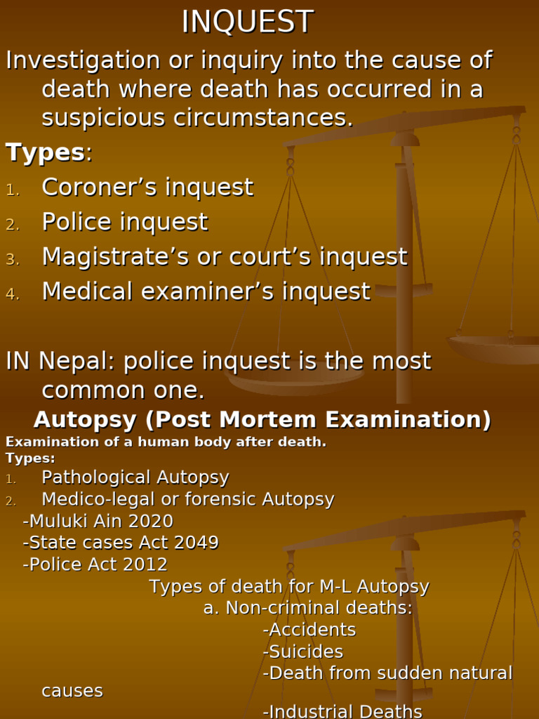 Inquest and Autopsy Procedures Explained | PDF | Autopsy | Coroner