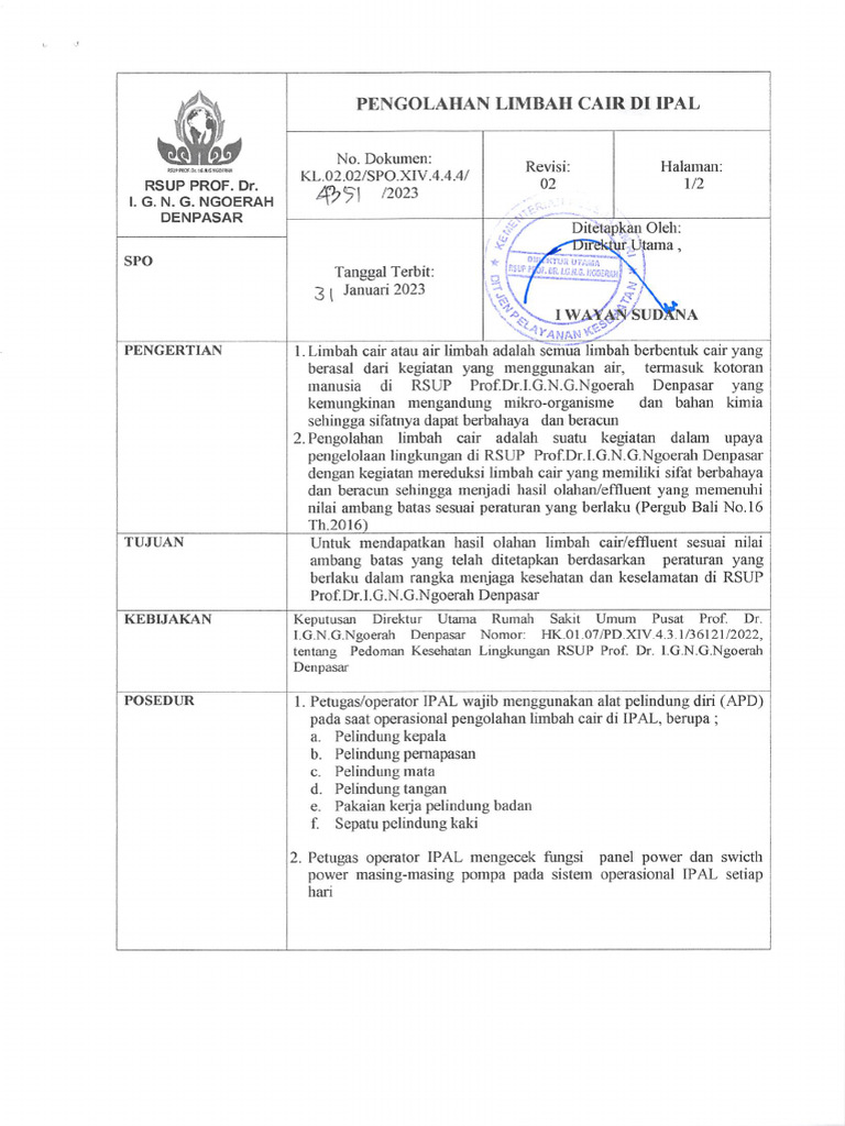 SOP Pengelolaan Limbah | PDF