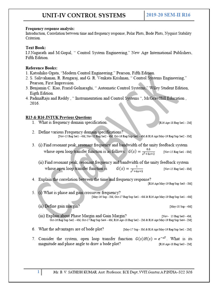 Cs Unit IV Upto r16 Reg&Sup May-2019 | PDF | Signal Processing | Feedback