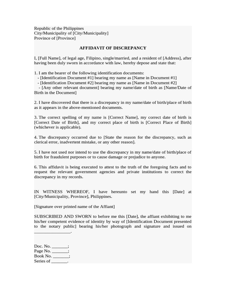 Affidavit of Discrepancy | PDF