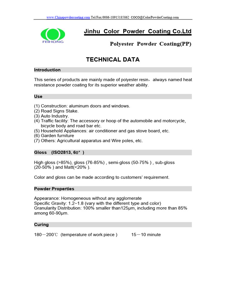 Polyester Powder Coating(TDS) Exterior | PDF | Polyester | Coating