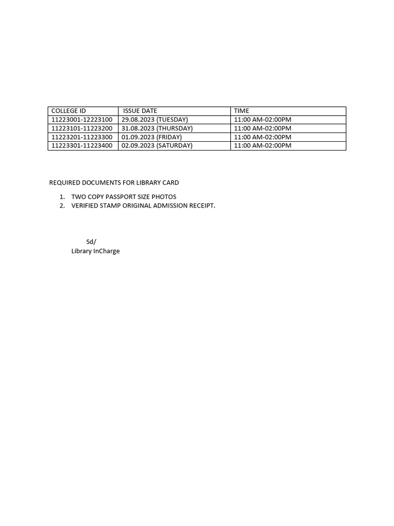 Library Card Issue Date | PDF