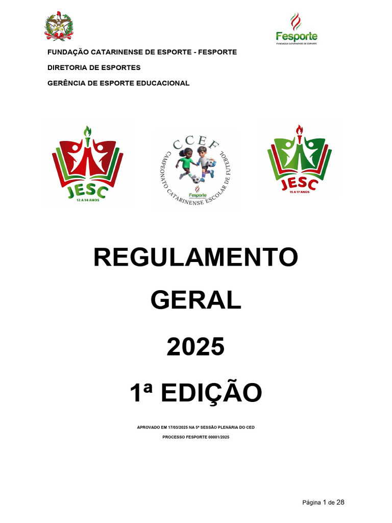 2025 JESC RG Aprovado Pelo CED 17.03.2025 | PDF | Esportes Olímpicos ...