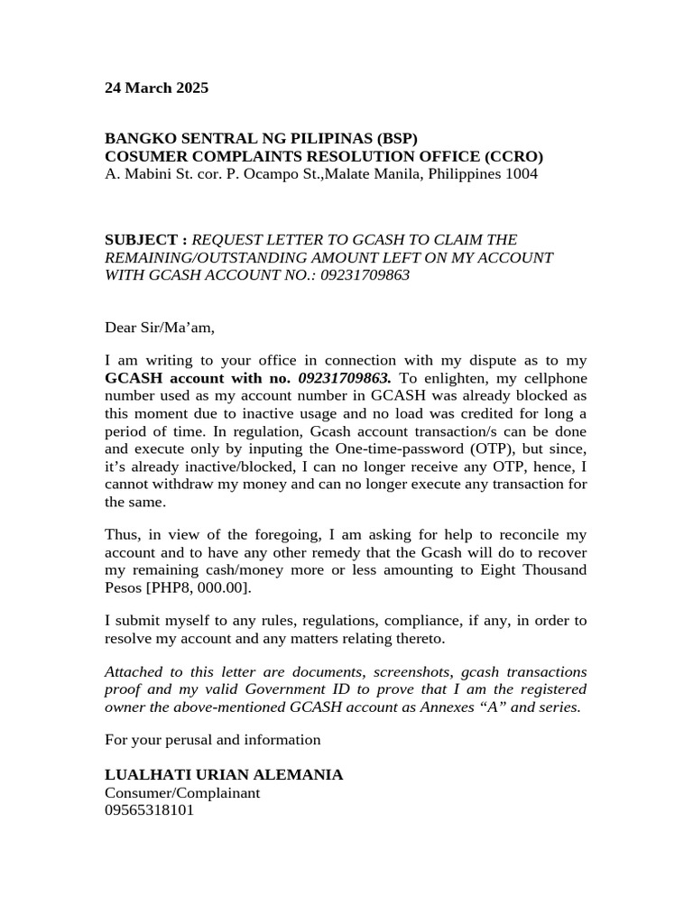 24 March 2025 LETTER TO BSP ALEMANIA | PDF