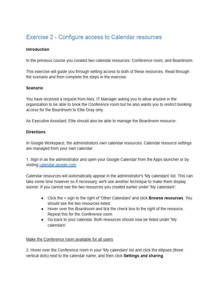 03 Exercise-2-Configure-Access-To-Calendar-Resources Exercise 2 - Configure Access To Calendar ...