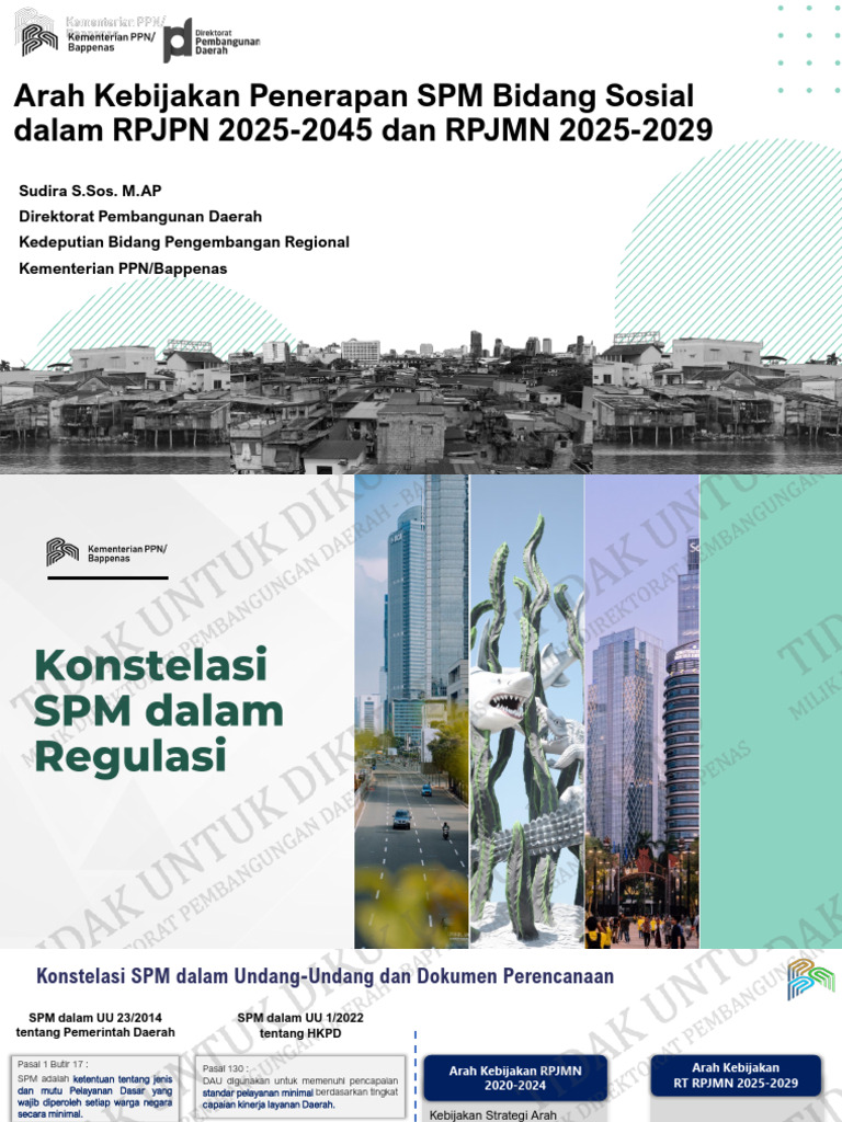 Arah Kebijakan Penerapan SPM Sosial Pada Dokumen Perencanaan 2025-2045 | PDF