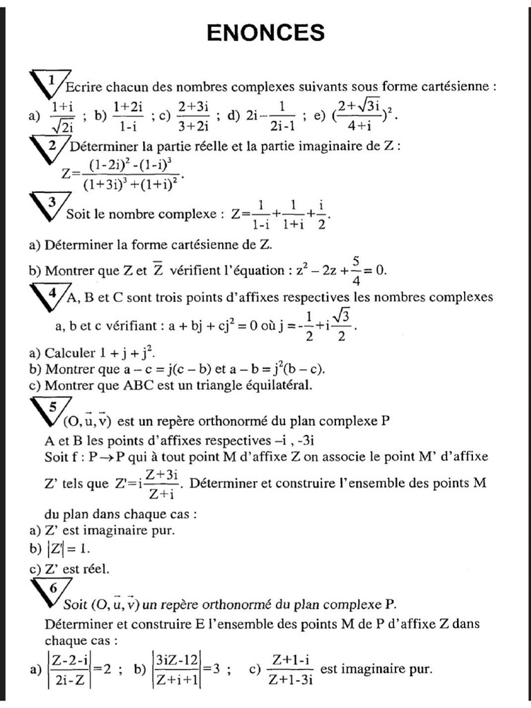 6 exercices complexes | PDF