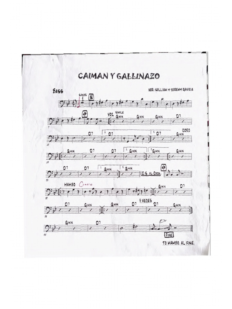 Caimán y Gallinazo (La Playa) - Bajo | PDF