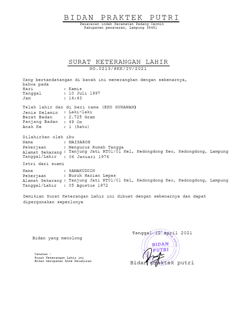 Keterangan Lahir Eko Gunawan 20250413 203141 0000 | PDF