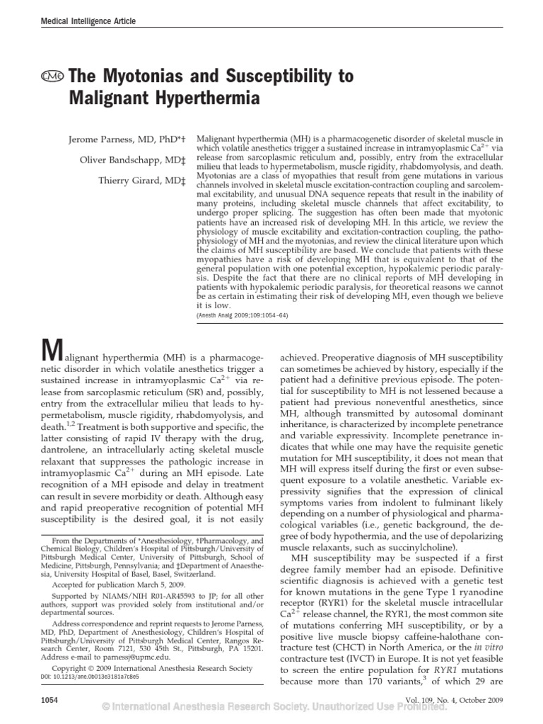 Miotonia e Hipertermia | PDF | Musculoskeletal System | Biophysics