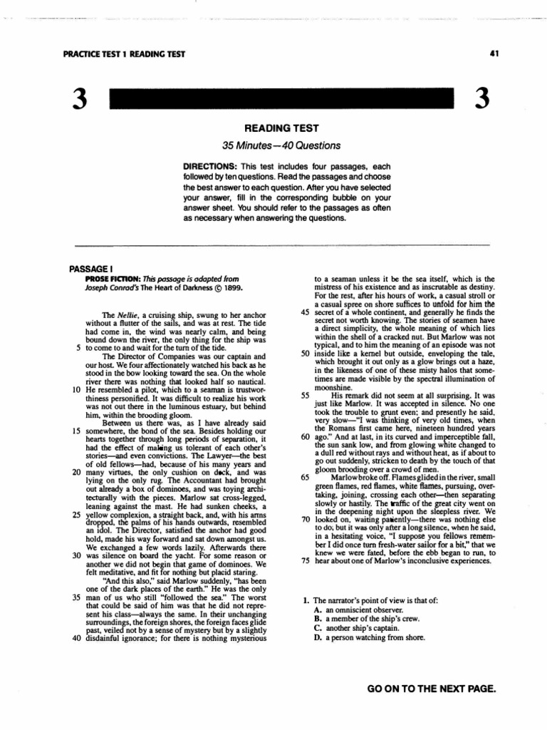 Practice Test 1: Reading Comprehension | PDF | Sailor