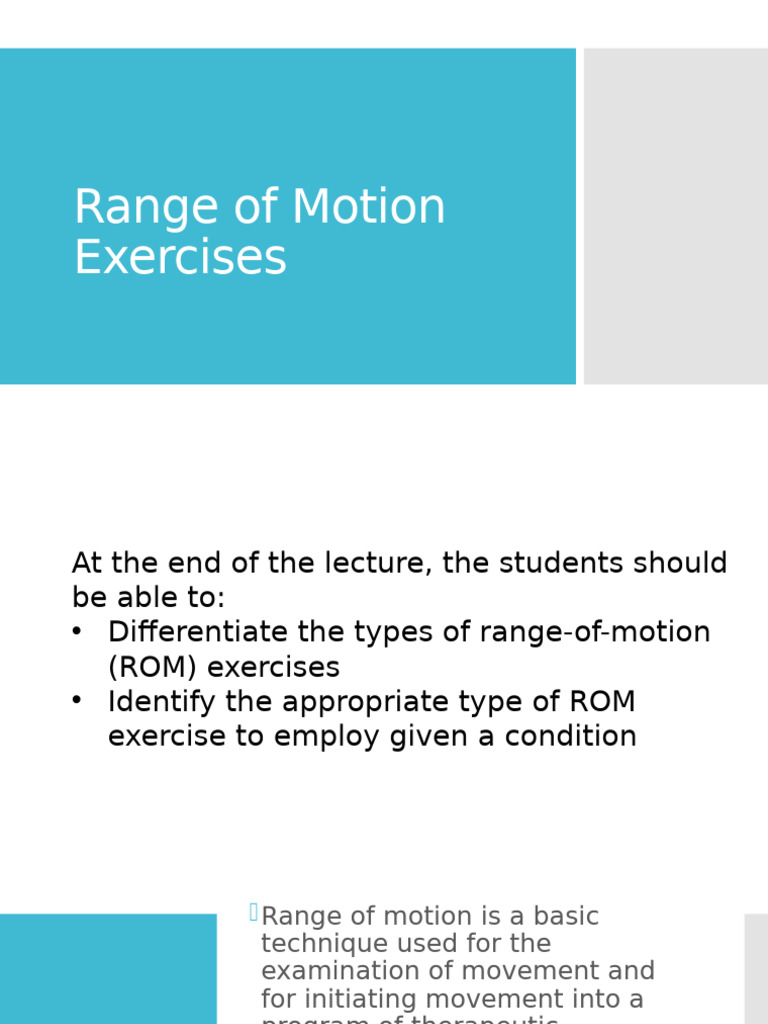 Range of Motion Exercises 1 | PDF | Anatomical Terms Of Motion | Elbow