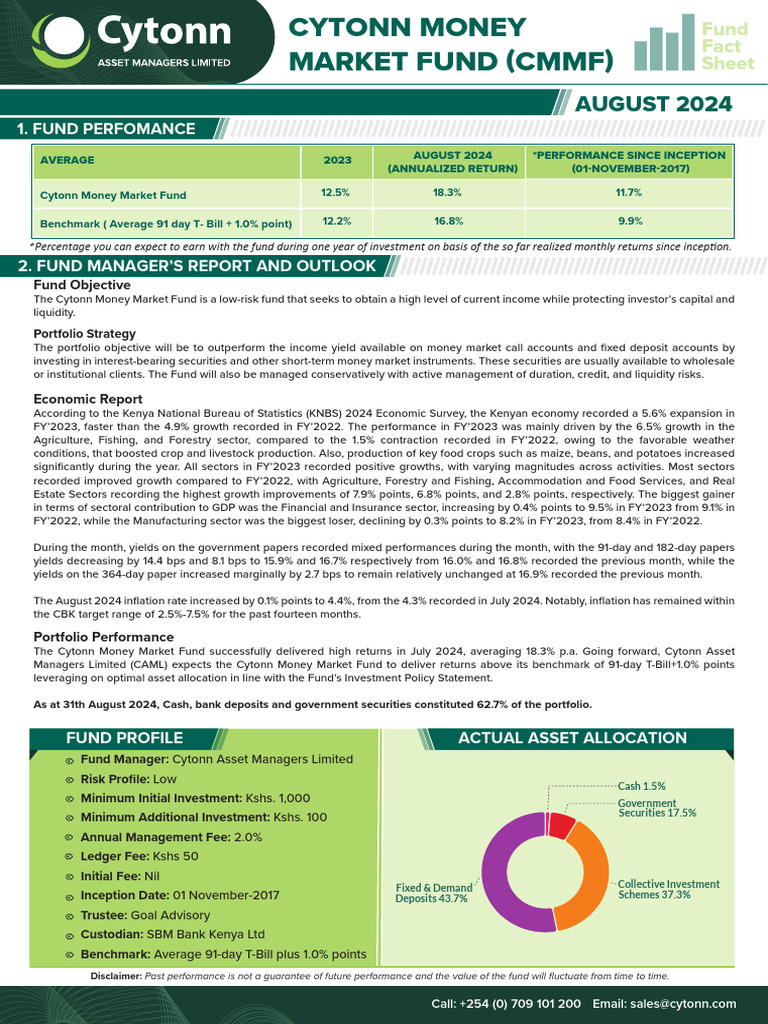 Cytonn Money Market Fund Overview 2024 | PDF | Money Market Fund ...