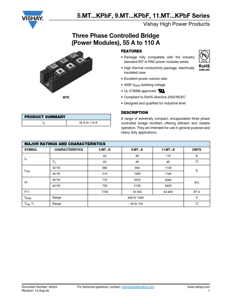 Phase Controlled Thyristors | PDF | Amplitude | Thermal Conduction