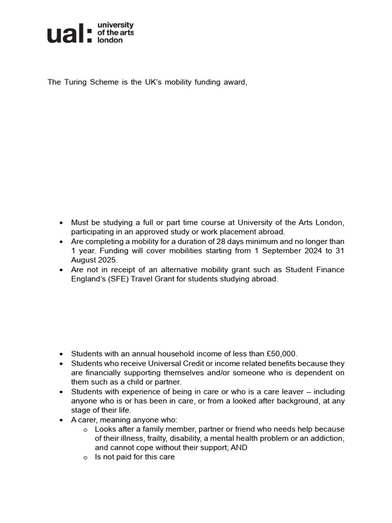 Turing Scheme 2024-25 Guidance[1][1][2][1][1][2] (1) | PDF | Cost Of ...