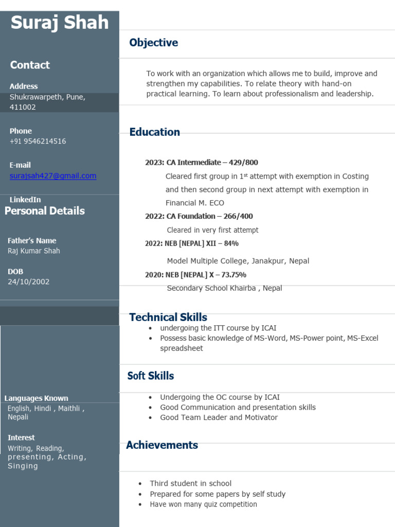 Suraj' s Resume .. Pune .. Nepal | PDF