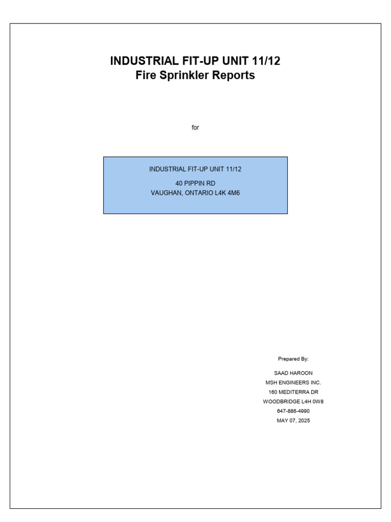 Hydraulic Calculation Report | PDF | Fire Sprinkler System | Chemical ...