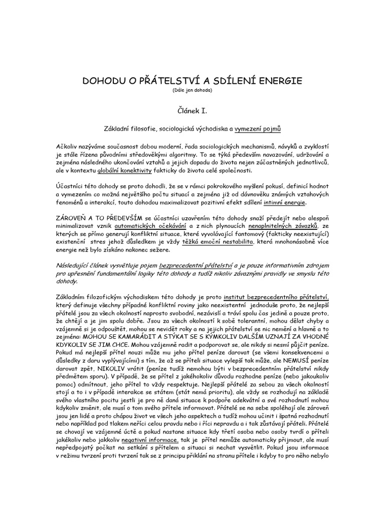 Dohoda o Pratelstvi | PDF