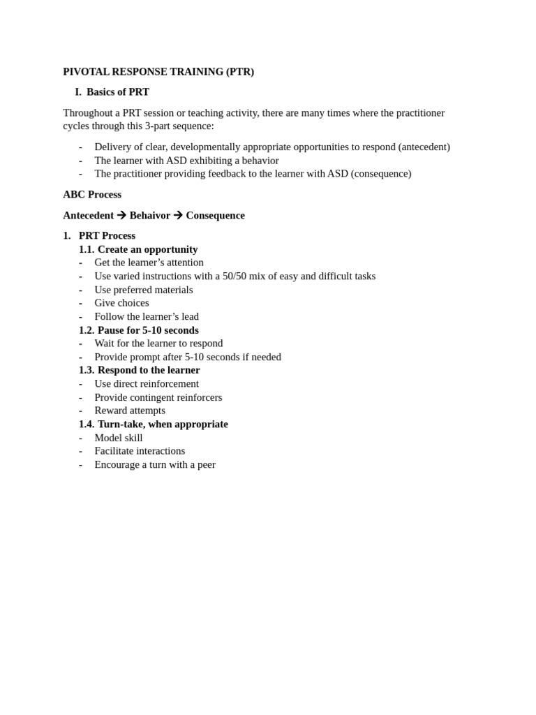 PIVOTAL RESPONSE TRAINING | PDF | Learning | Communication