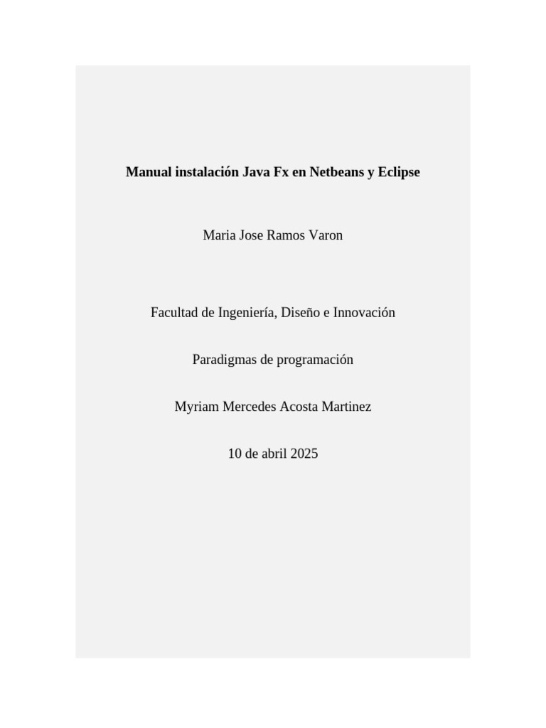 Manual instalación Java Fx en Netbeans y Eclipse | PDF