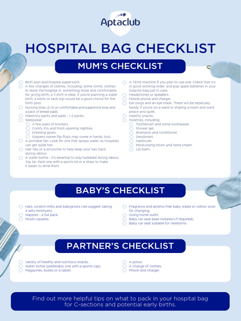 UK Aptamil Hospital Bag Checklist PDF FA | PDF | Toiletry