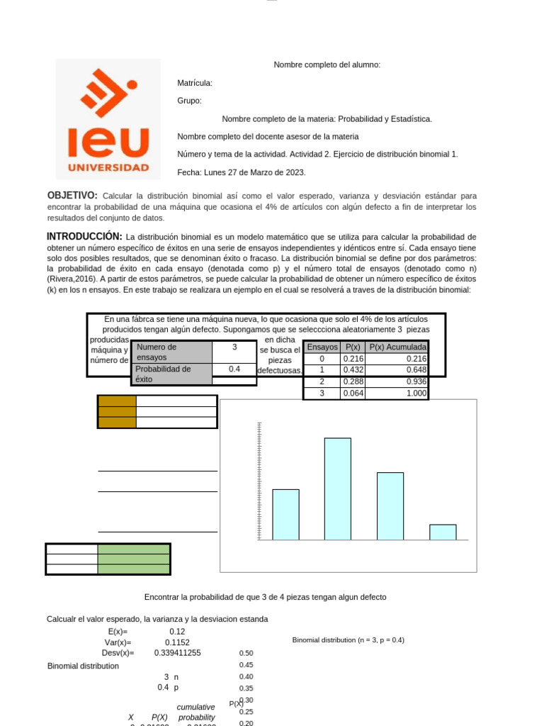 Probabilidad y Est Act 2 Eje 1 | PDF | Probabilidad | Diferencia