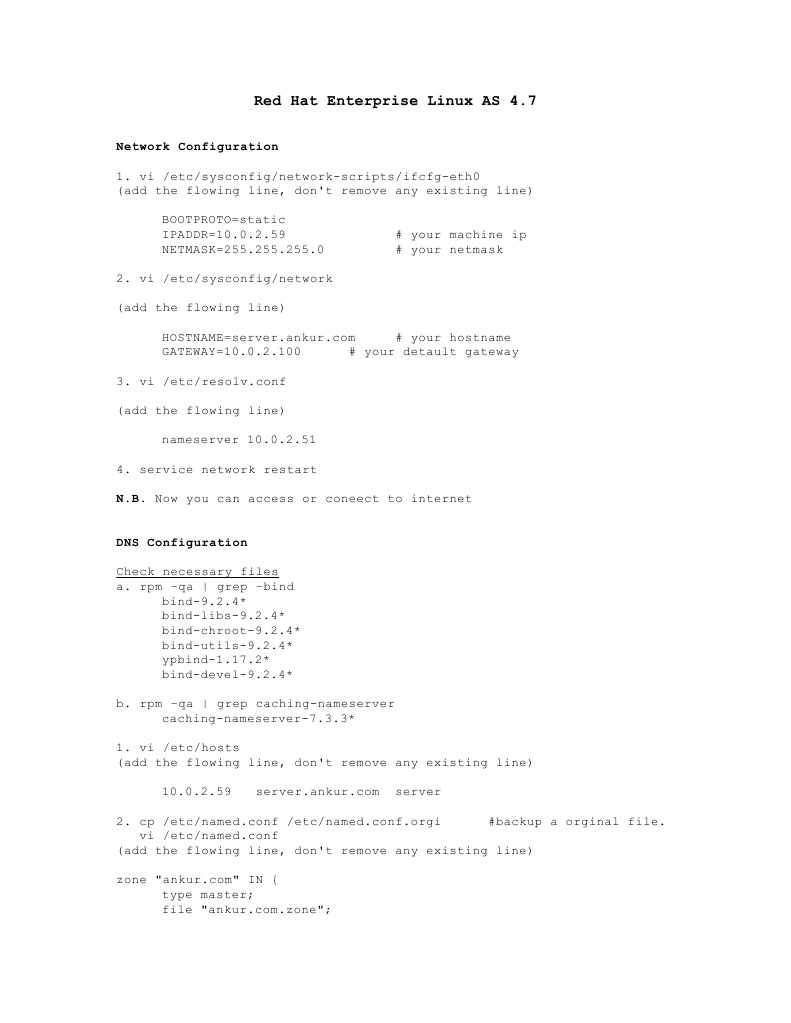 RHEL 4.7 Network Configuration Guide | PDF
