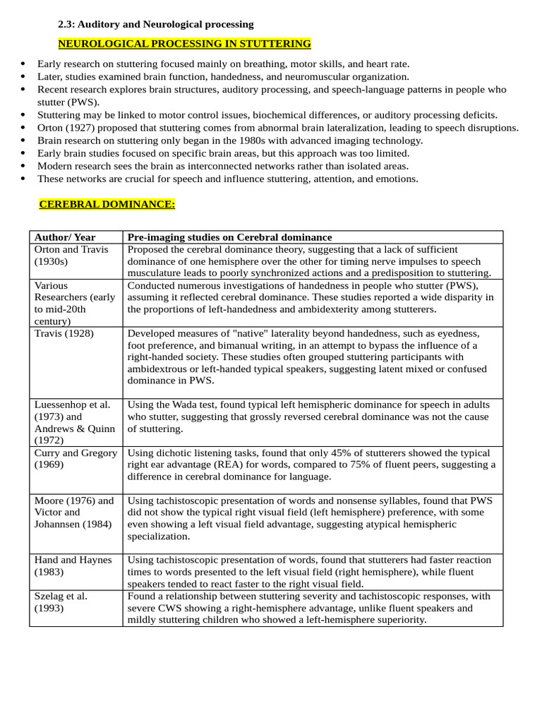 2.3 Auditory and Neurological Processing | PDF | Basal Ganglia ...