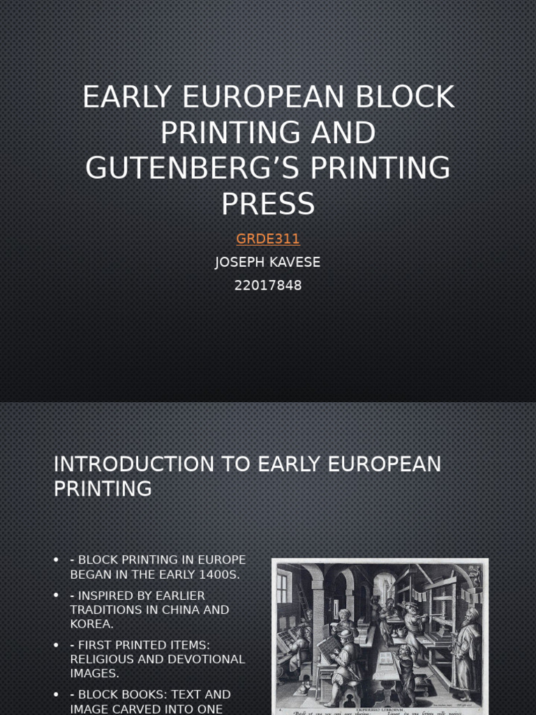 Block Printing and Gutenberg Press | PDF