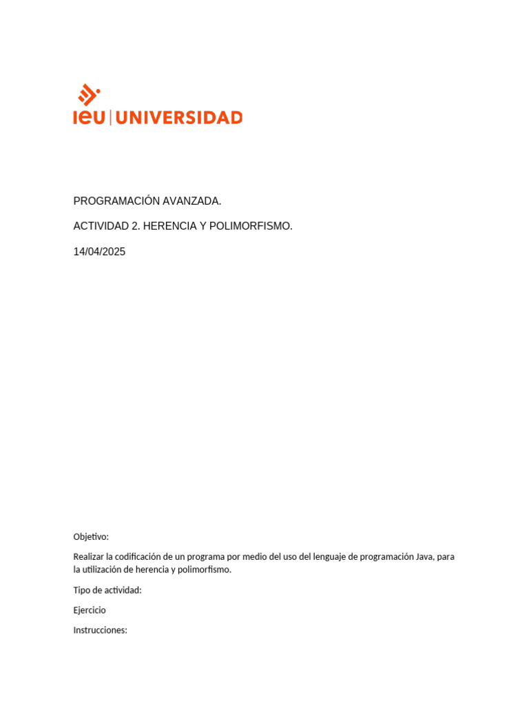 Actividad 2 HYP | PDF | Herencia (Programación Orientada a Objetos) | Java (lenguaje de ...