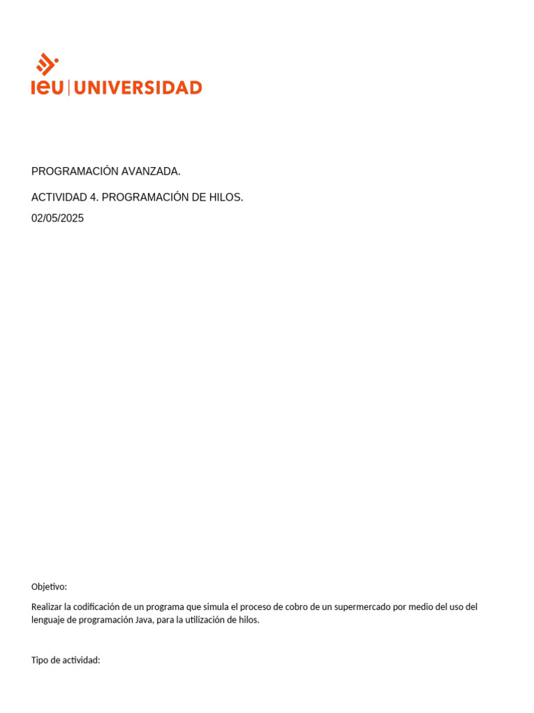 Actividad 4. Programación de Hilos. | PDF | Hilo (Computación ...