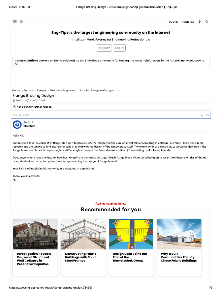 Flange Brace Calculations Rules | PDF