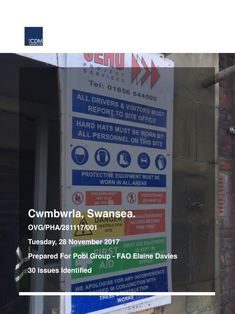 Cwmbwrla CDM Site Report Nov 2017 | PDF | Occupational Safety And ...