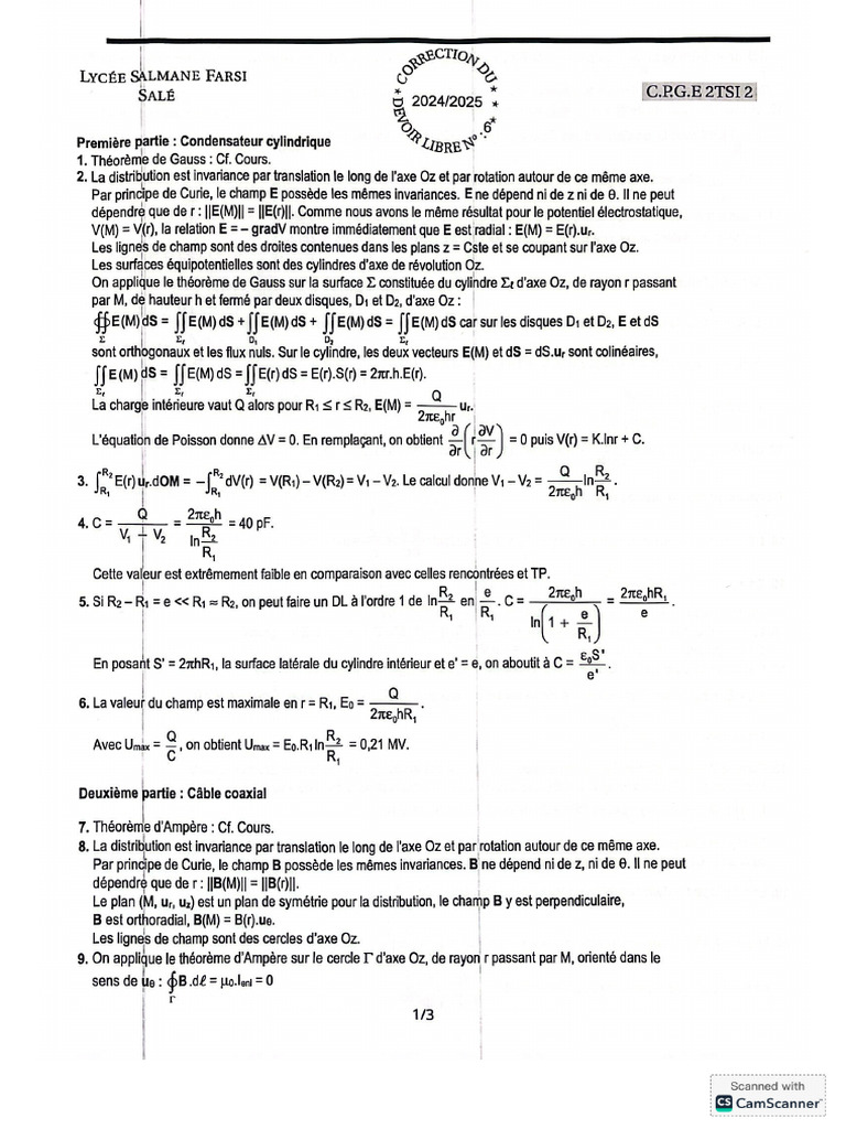 Correction Devoir Libre Magnetostatique | PDF