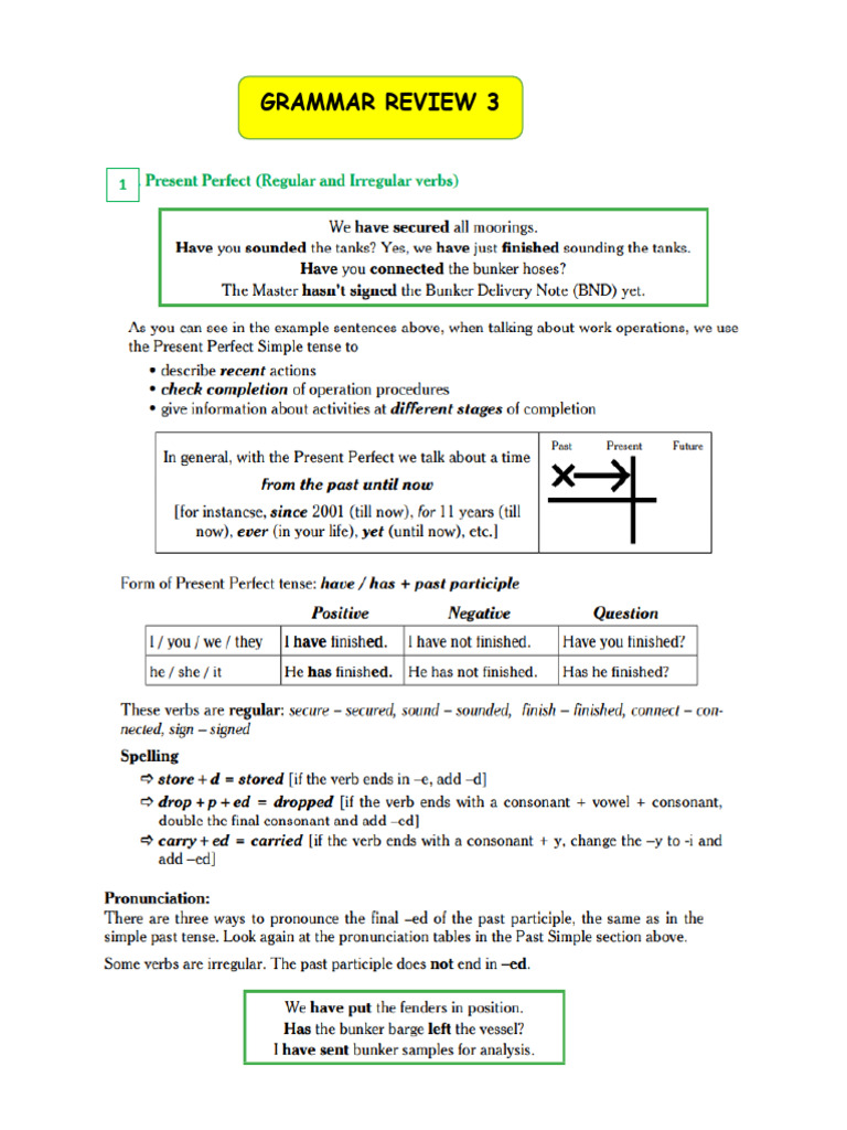GRAMMAR REVIEW 3 (SIMPLE PAST & PRESENT PERFECT) | PDF