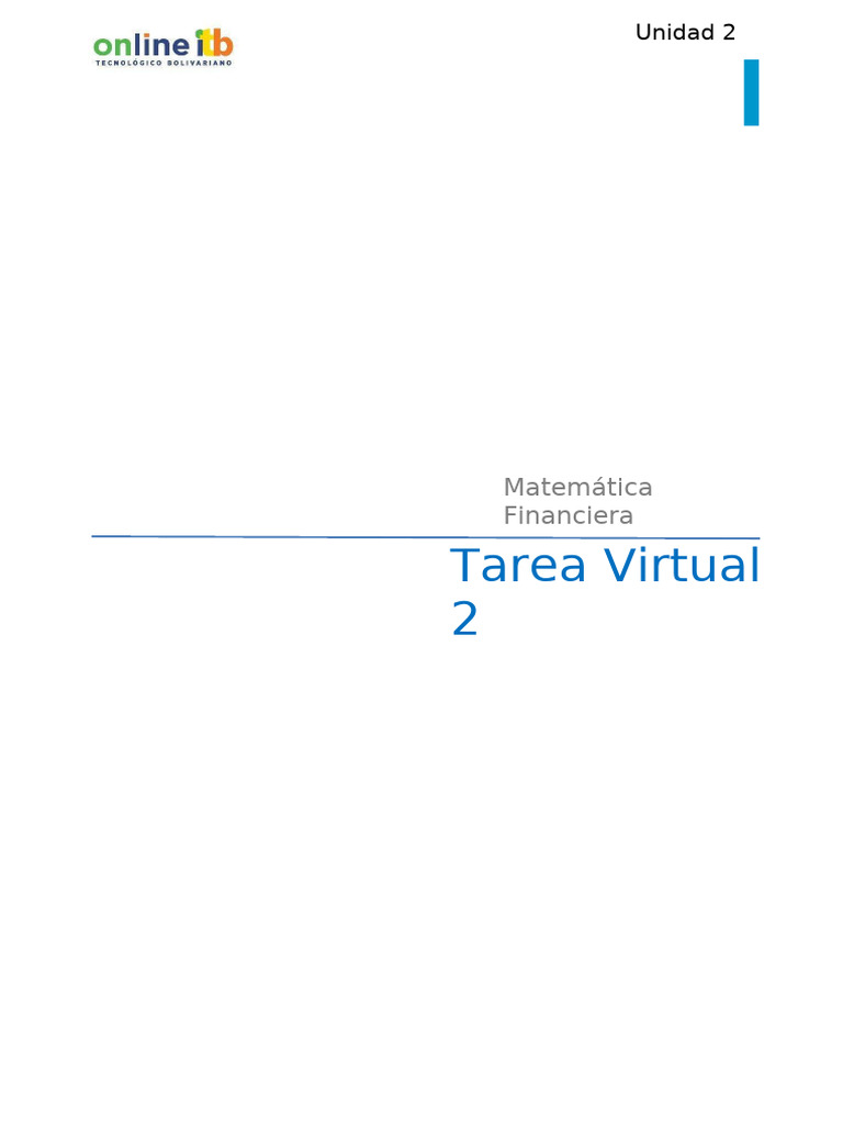 MATEMATICAS Orientaciones para La Tarea Virtual 2 | PDF | Finanzas Matemáticas | Economias