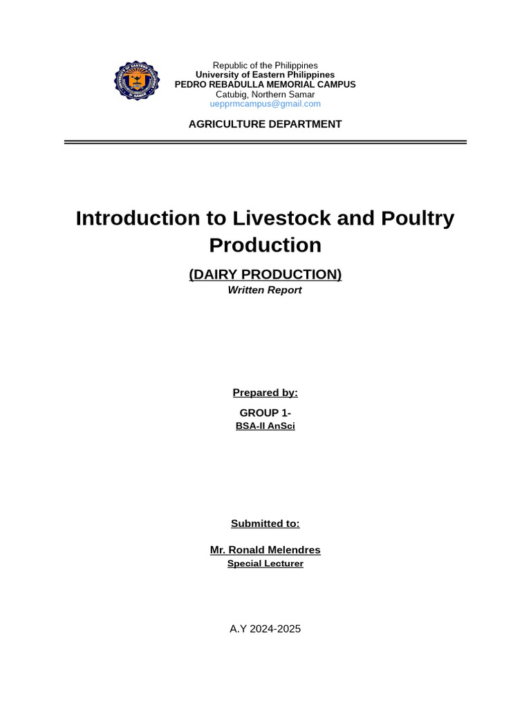 G 1dairy Production Written Report | PDF | Hay | Dairy Cattle